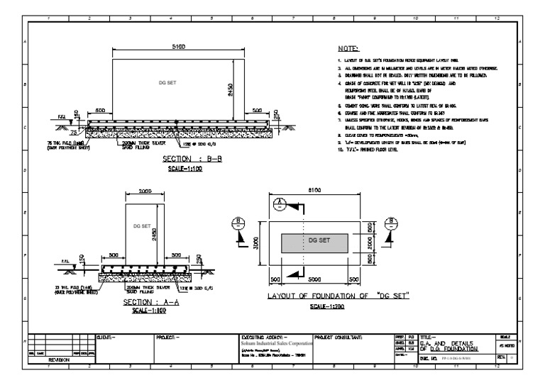 DG Set Foundation Drawing | PDF