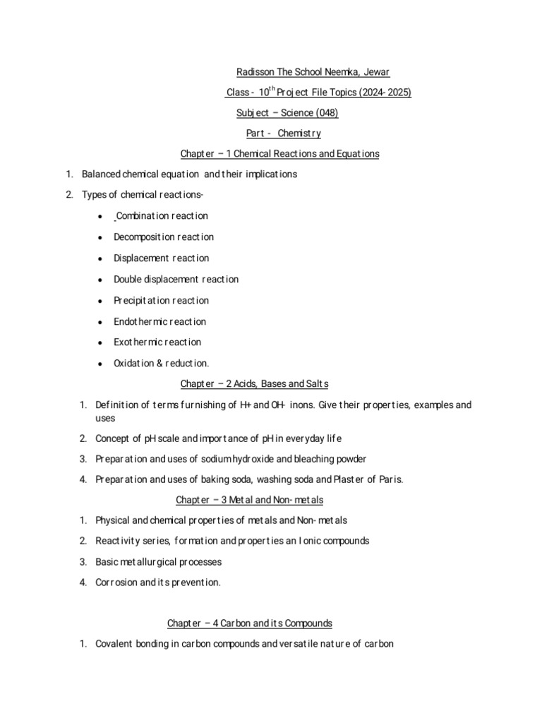 Class 10th Science (Project File Topic) | PDF