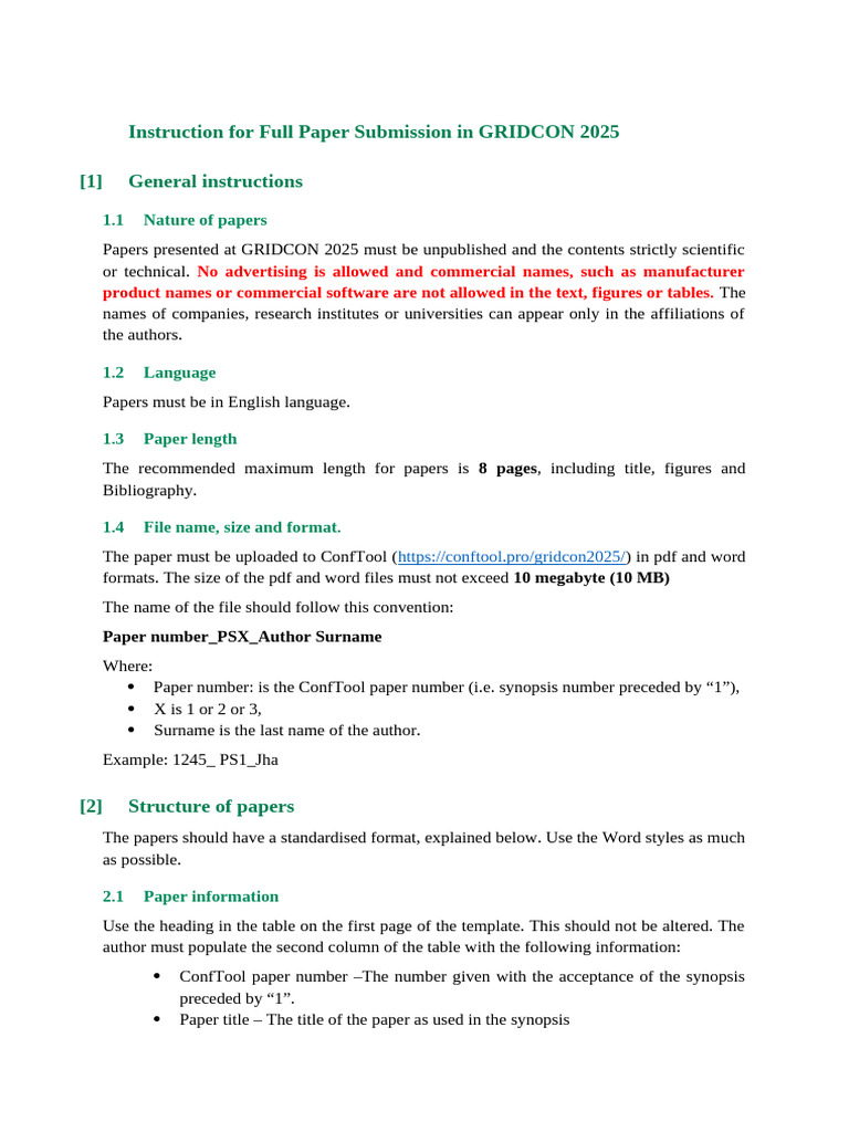 GRIDCON 2025 Paper Submission Guidelines | PDF | Variable (Mathematics ...