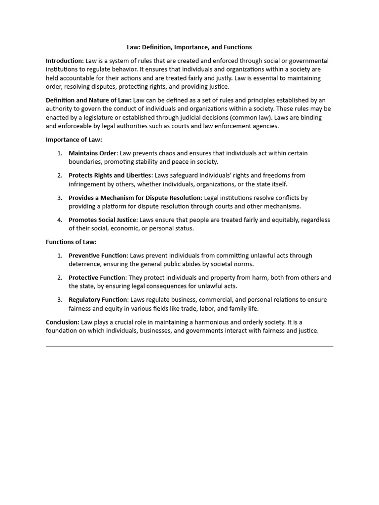 Understanding Law's Role in Society | PDF