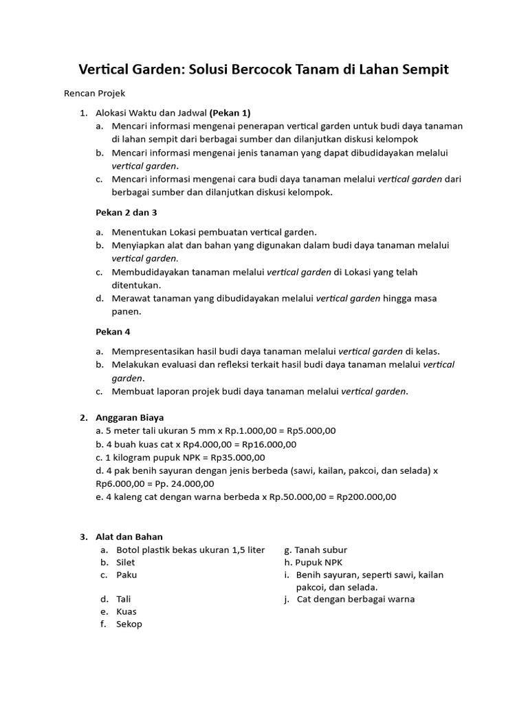 Project IPAS Kelas 6 Semester 2 Vertical Garden | PDF