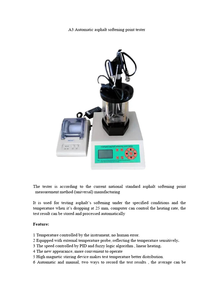 A3 Asphalt Softening Point Tester | PDF