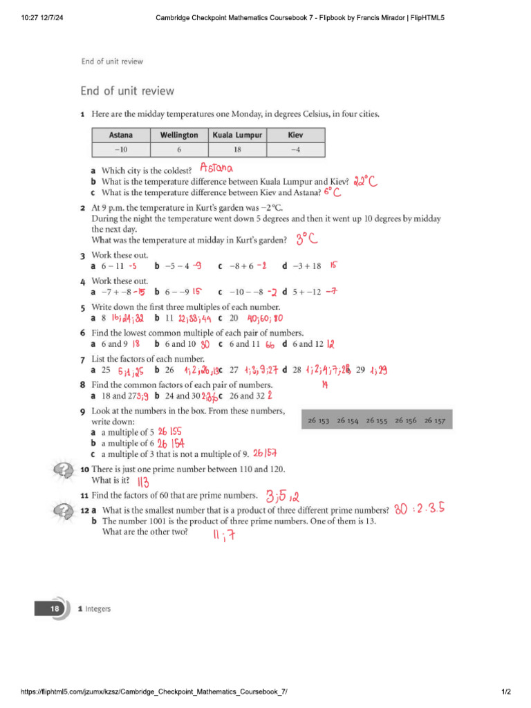 End of Unit 1 Test Grade 7 Cam | PDF