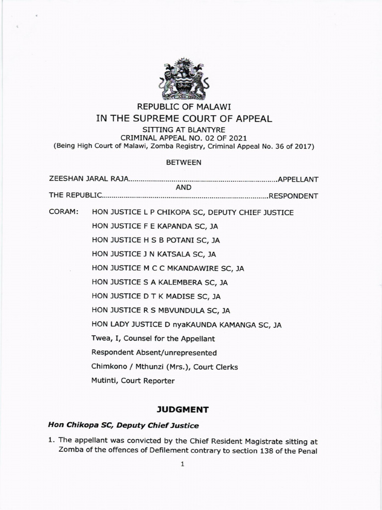 Zeeshan Jaral Raja vs The Republic MSCA Criminal Appeal No. 02 of 2021 ...