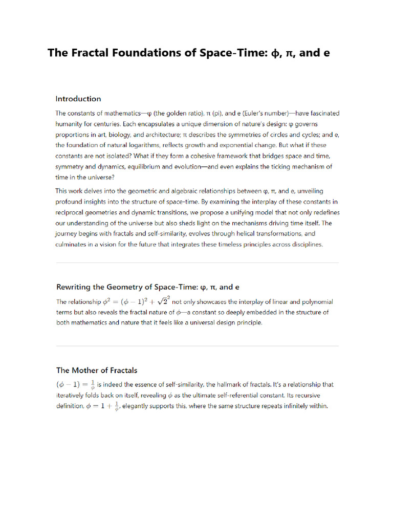 The Fractal Foundations of Space Time. | PDF