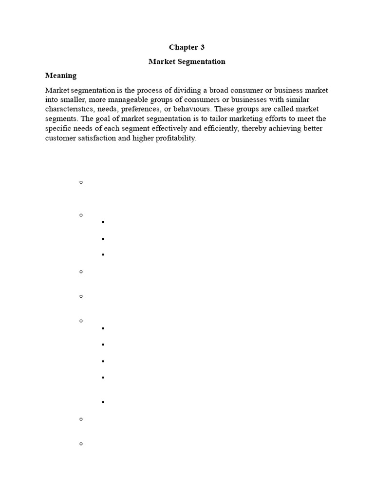 Chapter - 3 Market Segmentation | PDF | Consumer Behaviour | Behavior
