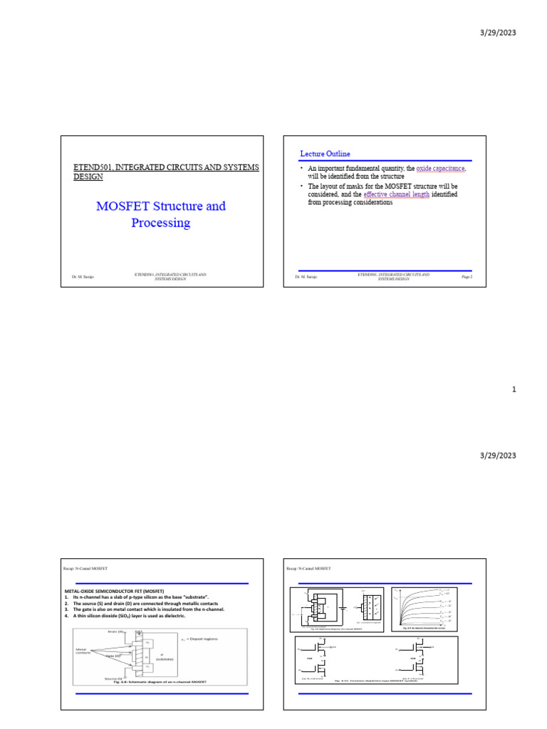 MOSFET Structure and Processing Overview | PDF | Mosfet | Field Effect ...
