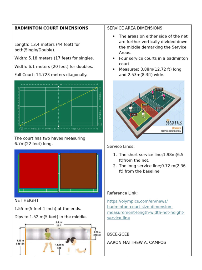 Court Dimension Handout | PDF