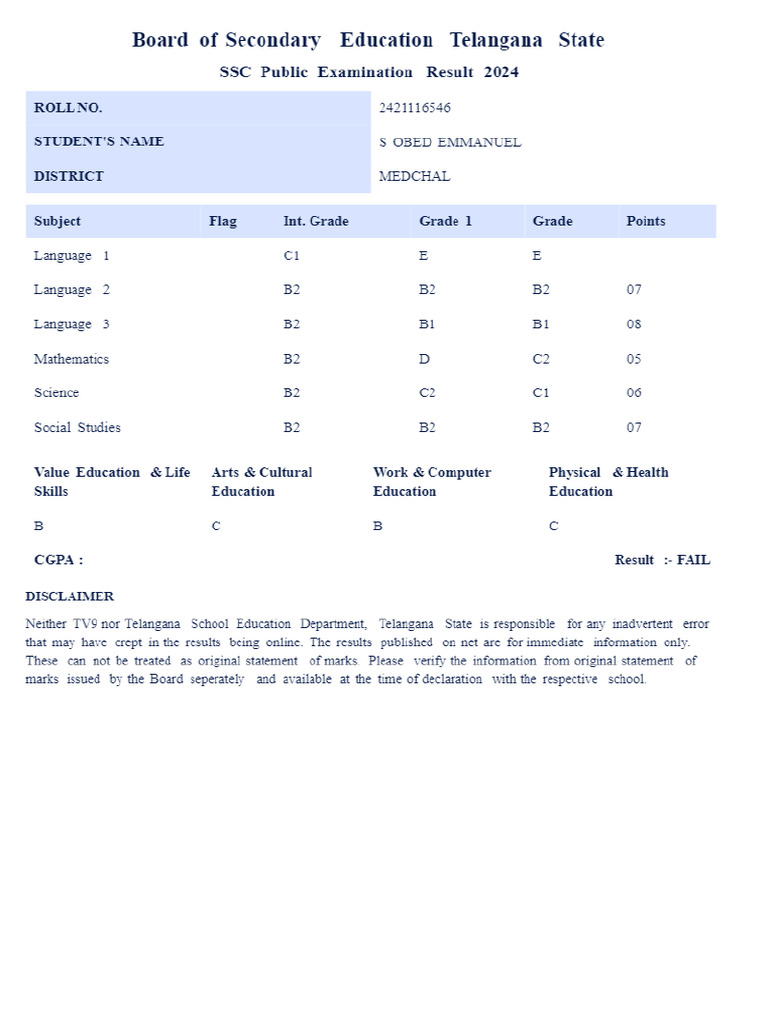 Exam Result | PDF