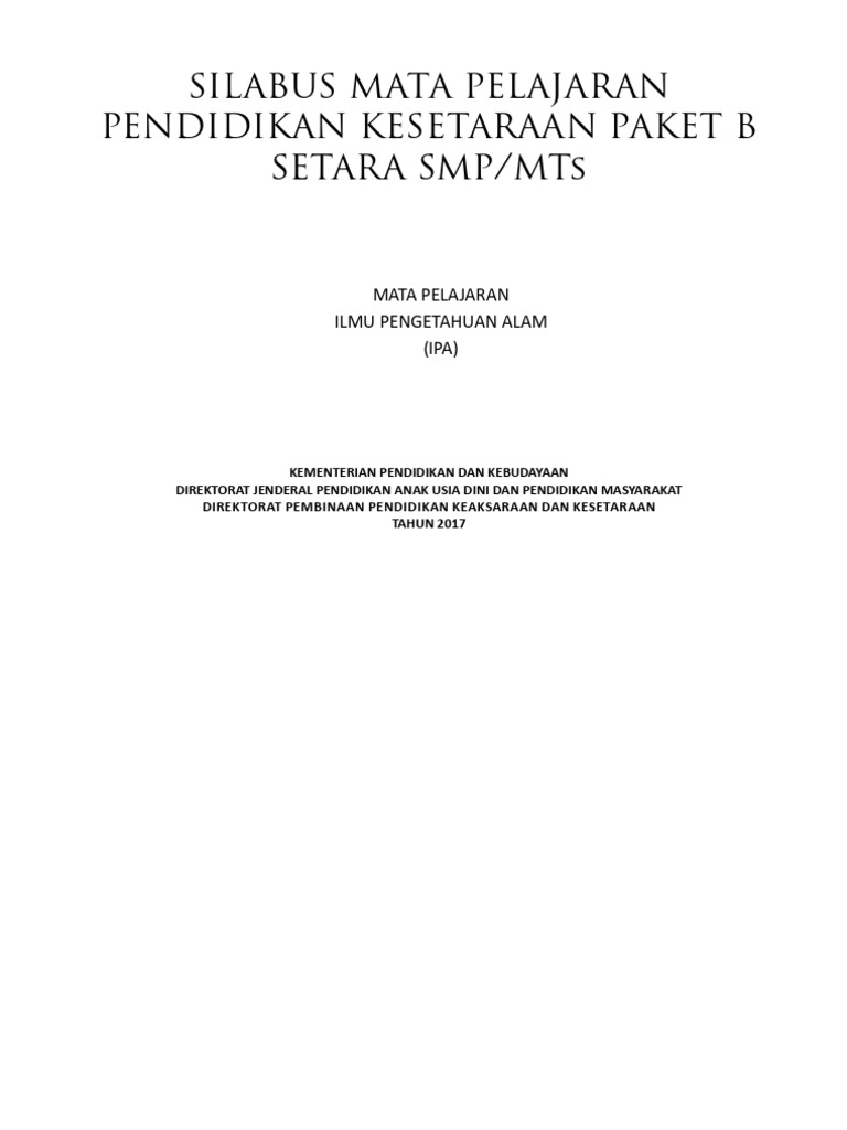 Silabus Paket B IPA | PDF