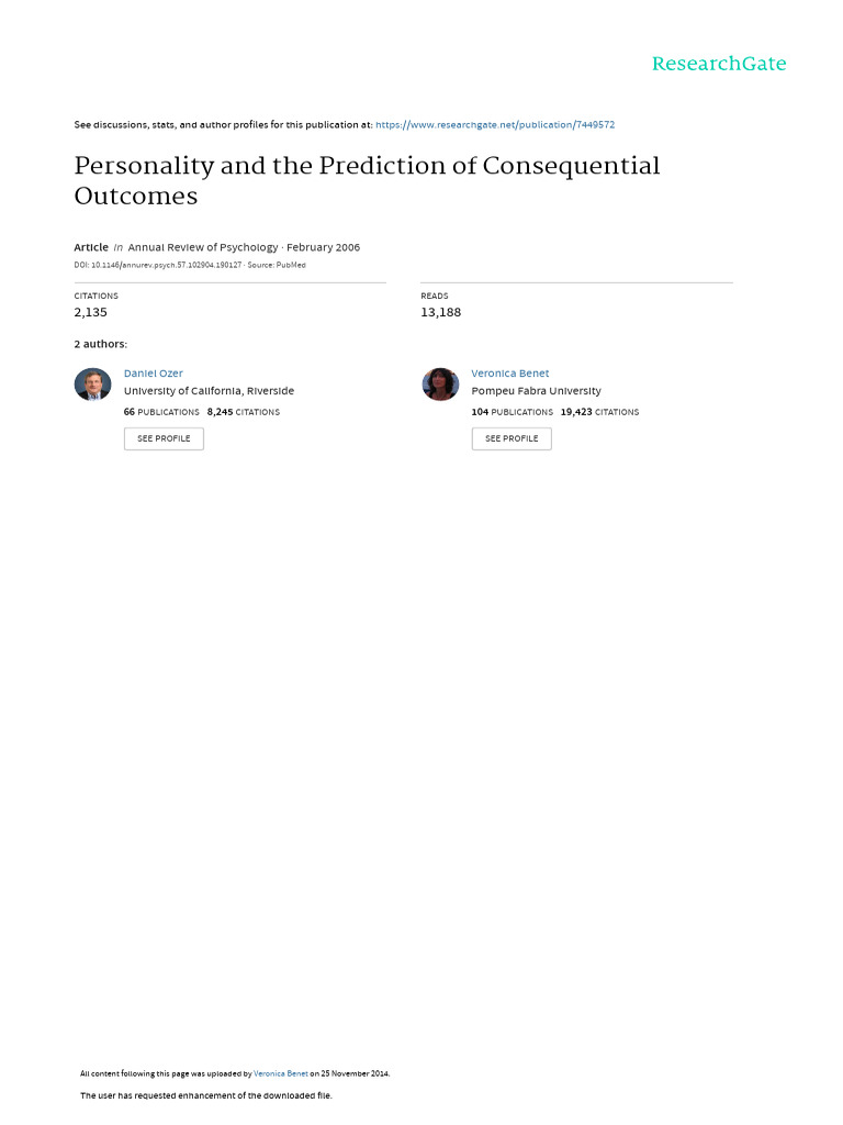 OzerBenet-Martinez_ARP2006 | PDF | Extraversion And Introversion | Self Esteem