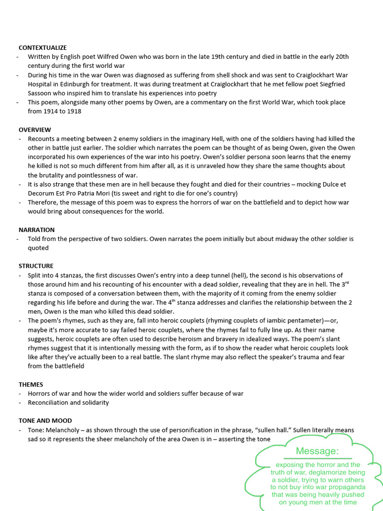 7.-strange-meeting | PDF | Poetry | Hell