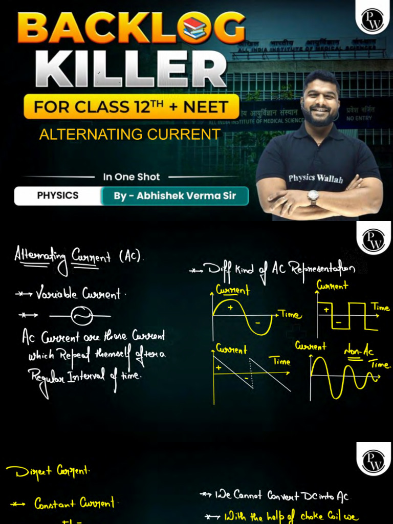 Alternating Current Class Notes Backlog Killer Series for Class 12th ...