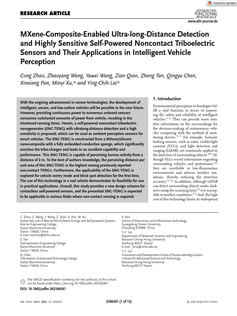Adv Funct Materials - 2023 - Zhao - MXene Composite Enabled Ultra Long Distance Detection and ...
