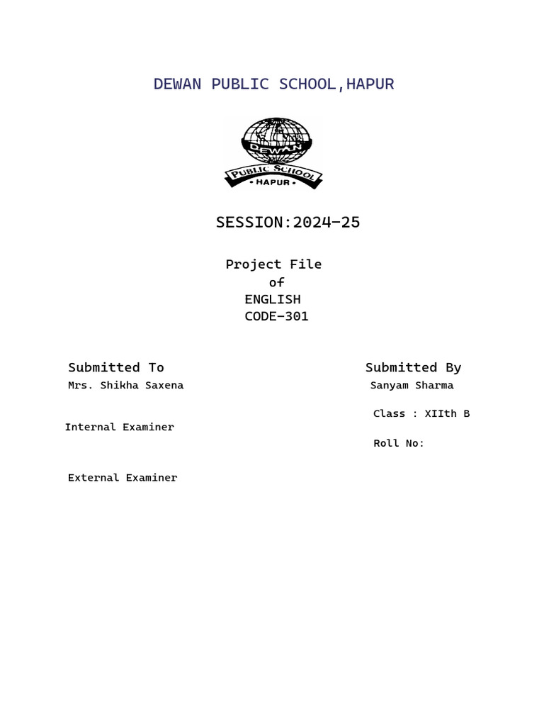 Sanyam S 1st Page of English | PDF