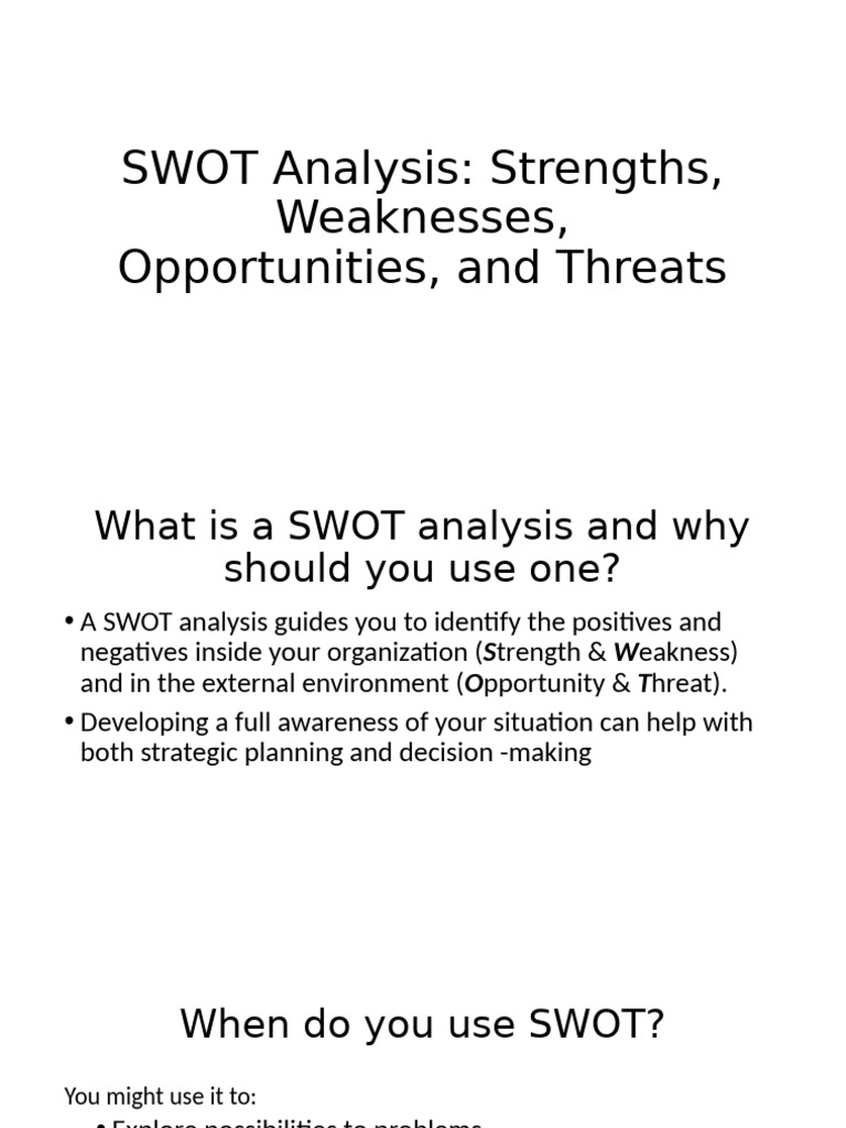 Session 2 - SWOT Analysis For Class | PDF | Swot Analysis | Economies