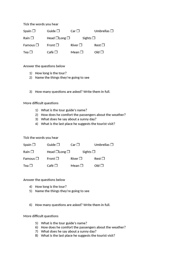 London Tour Questions | PDF