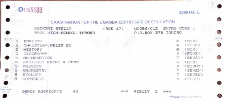 Uganda Certificate of Education Results | PDF