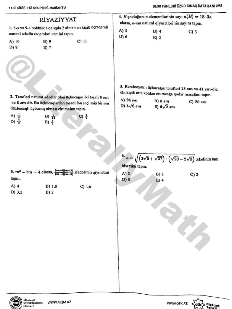 Otk 8 Dekabr 11 Sinif 1ci Qrup | PDF