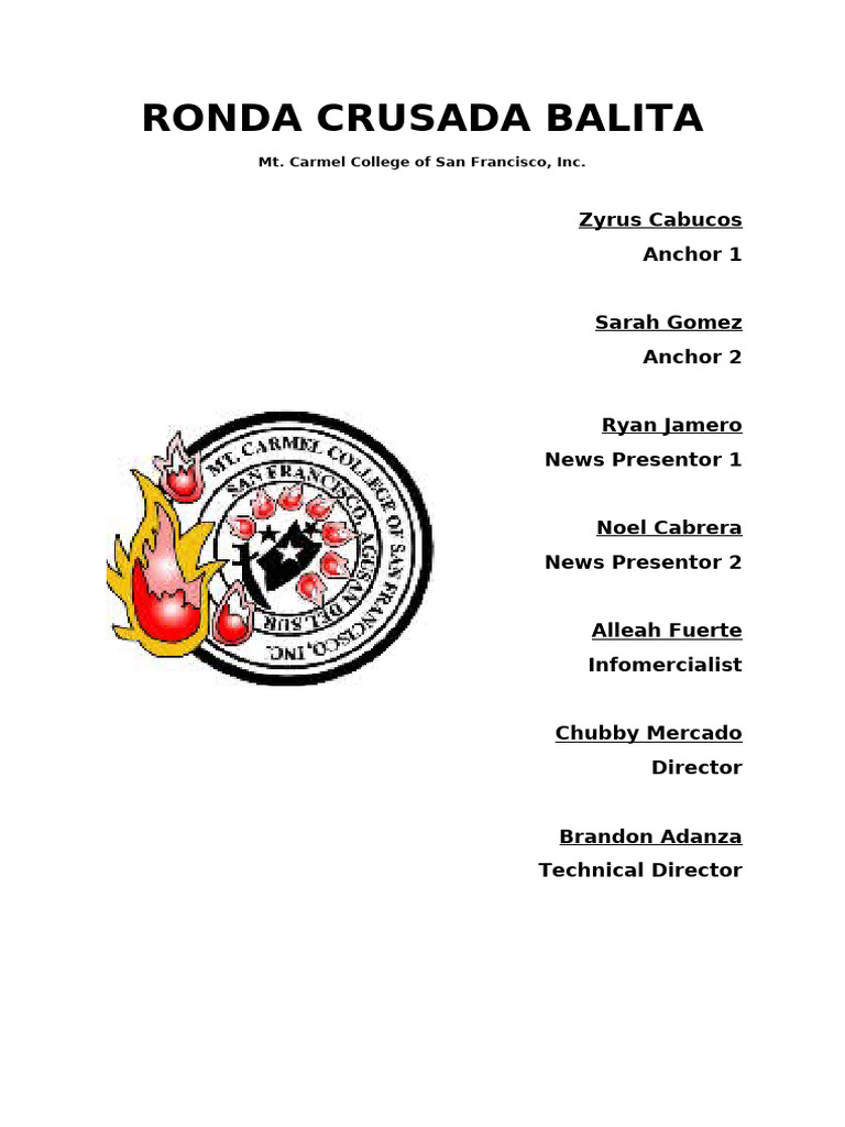 Ronda Crusada Balita Team Roster | PDF