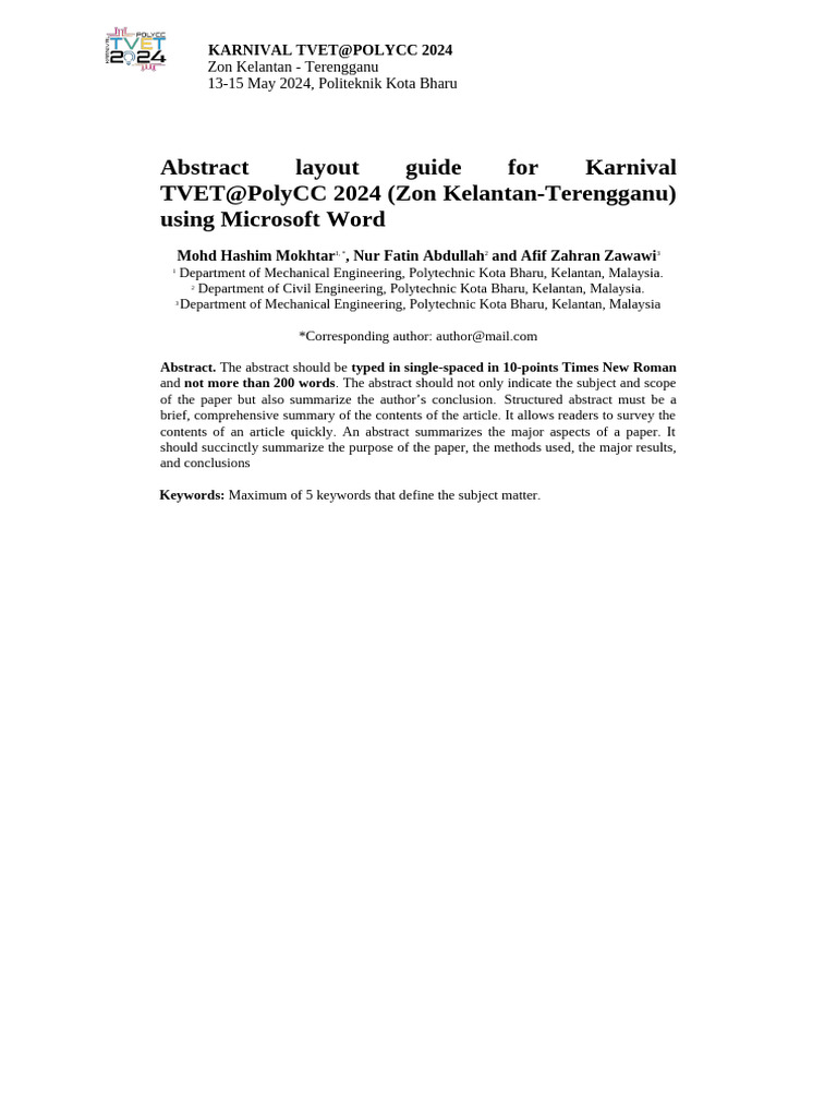 Template - Abstract - Tvet 2 | PDF