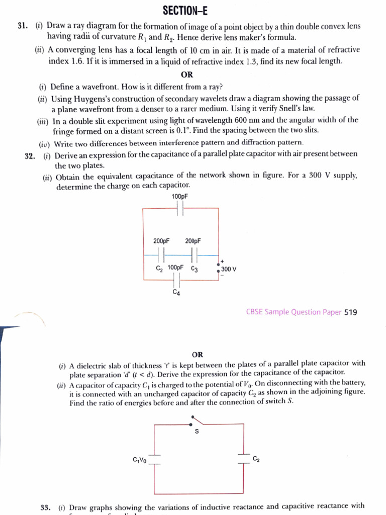 sample paper 1 | PDF | Diffraction | Capacitor
