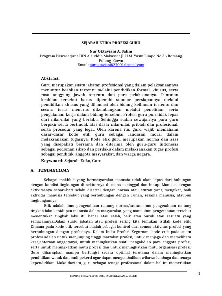 Sejarah Etika Profesi Guru | PDF