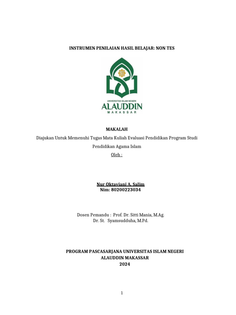 Instrumen Penilaian Non Tes | PDF