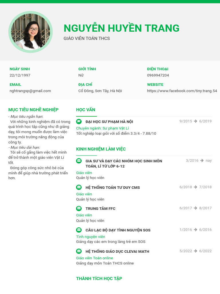 Nguyen Huyen Trang TopCV - VN 040123.195357 | PDF