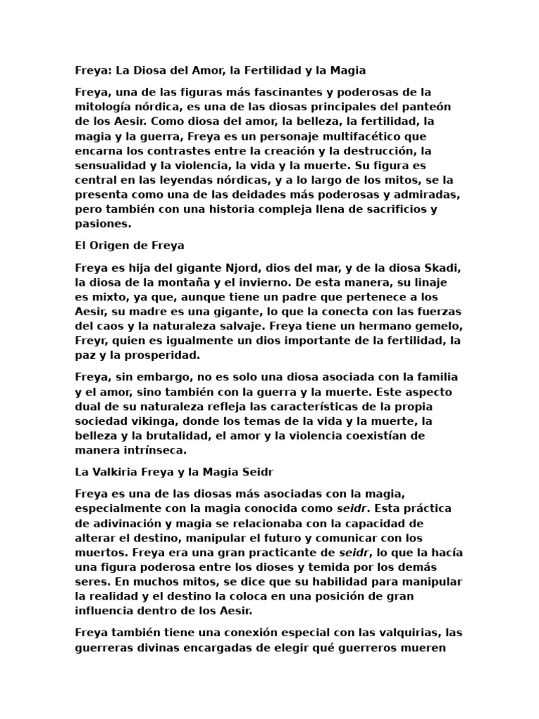 Freya: Diosa Nórdica del Amor y Magia | PDF | Mitología nórdica | Diosa