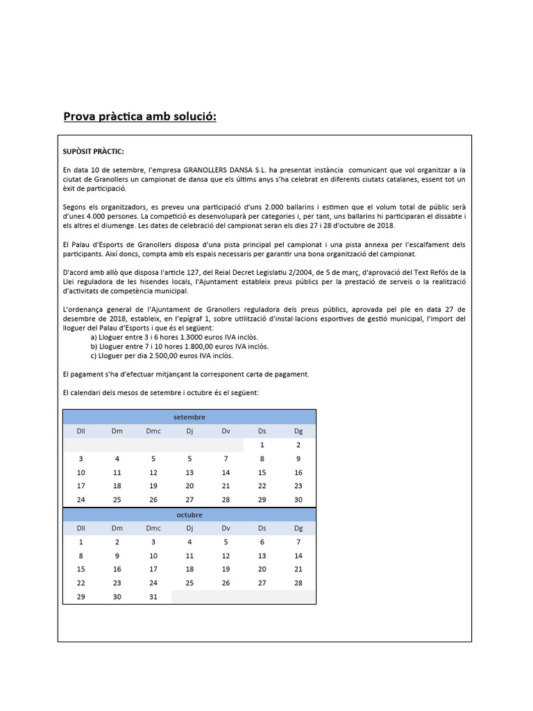Prova Pràctica Amb Solució:: Supòsit Pràctic | PDF