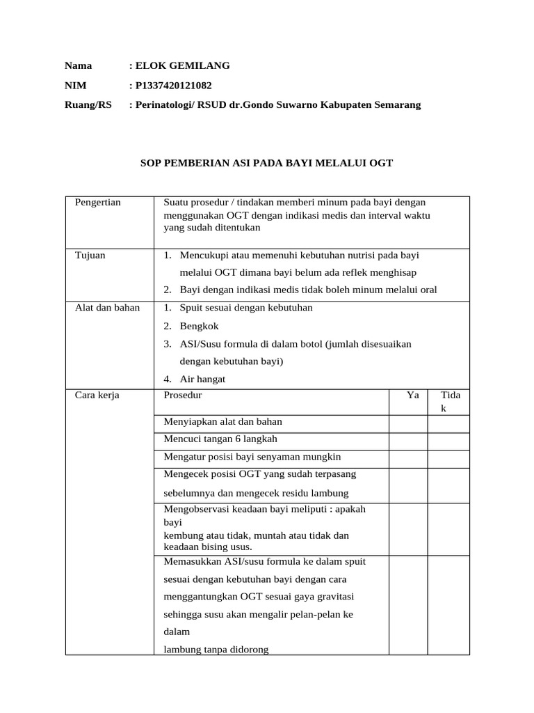 Tools Pemberian ASI Melalui OGT | PDF