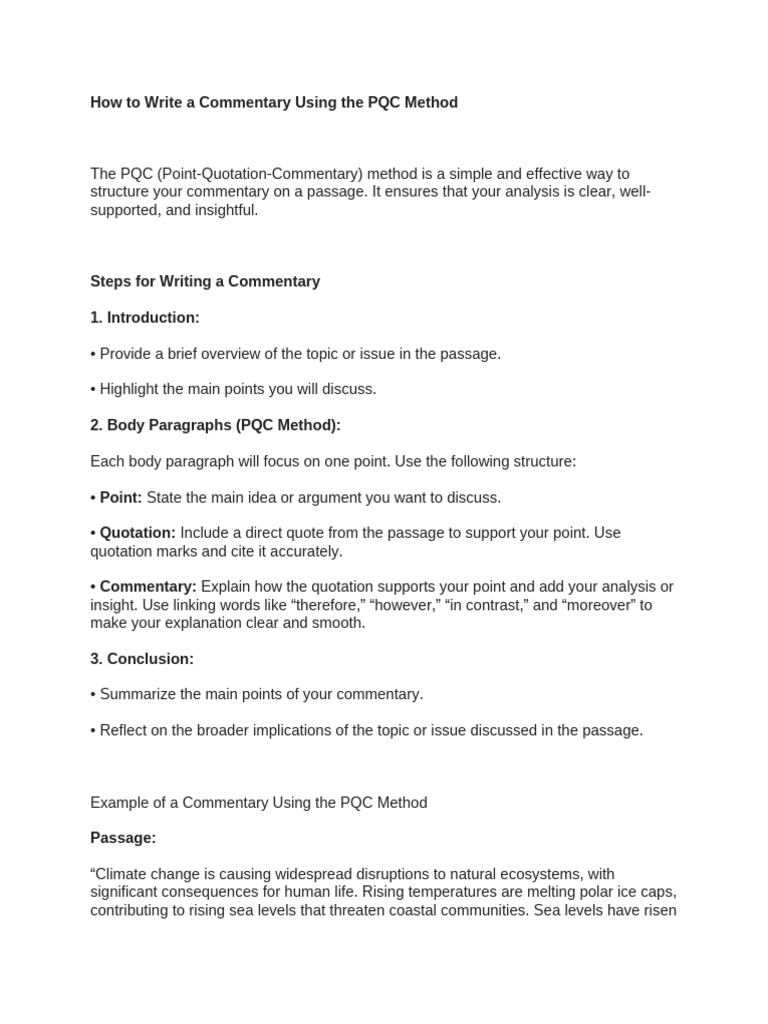 Mastering Commentary with PQC Method | PDF | Climate Change | Climate ...