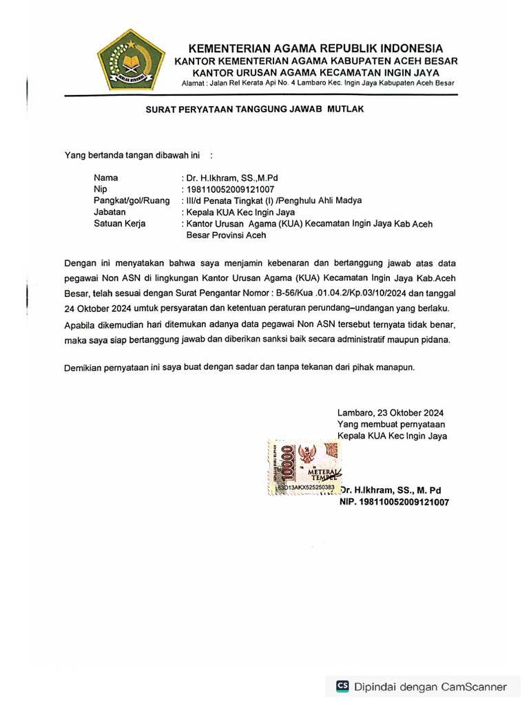 Contoh Stpjm p3k Razak | PDF