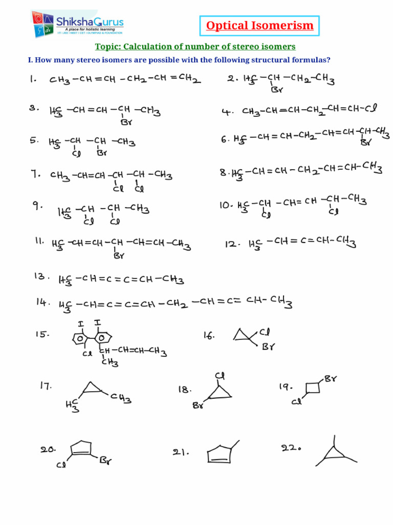 9. Calculation of Number of Stereo Isomers | PDF
