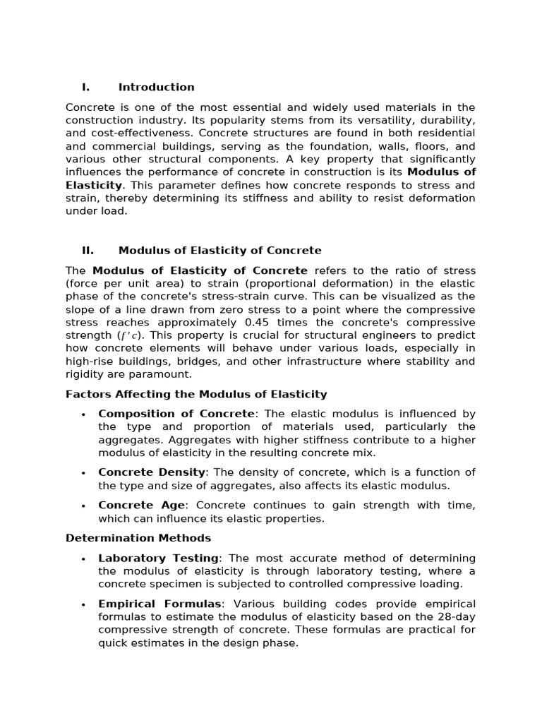 Modulus of Elasticity in Concrete | PDF | Concrete | Young's Modulus