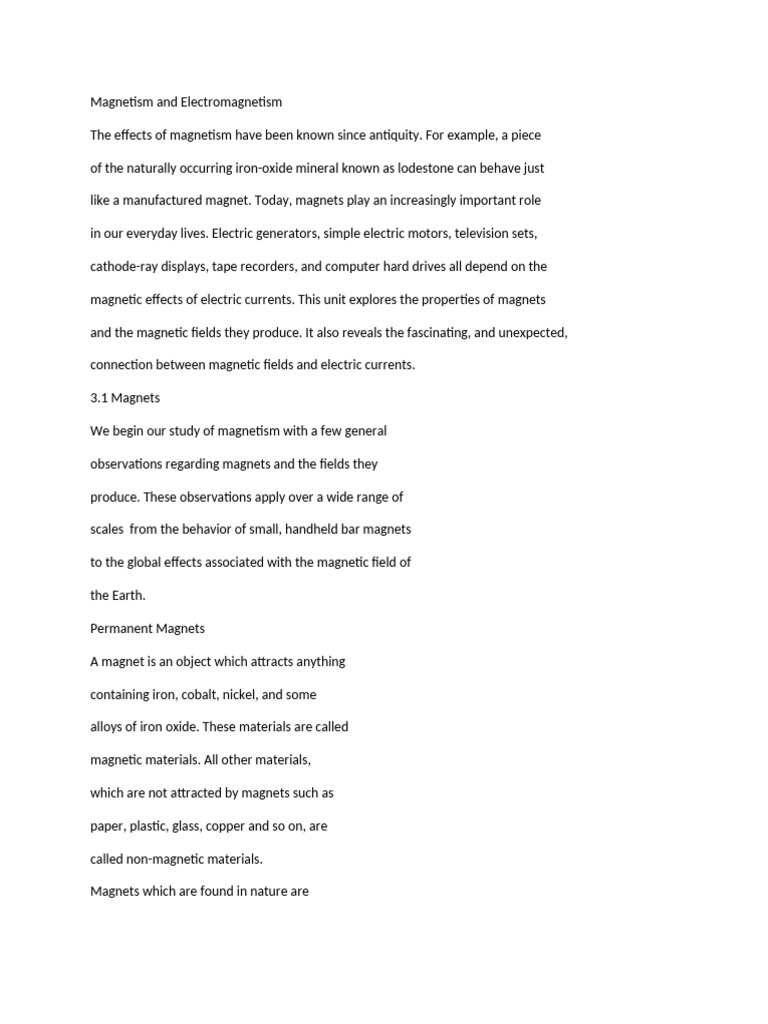 Magnetism and Electromagnetism Basics | PDF