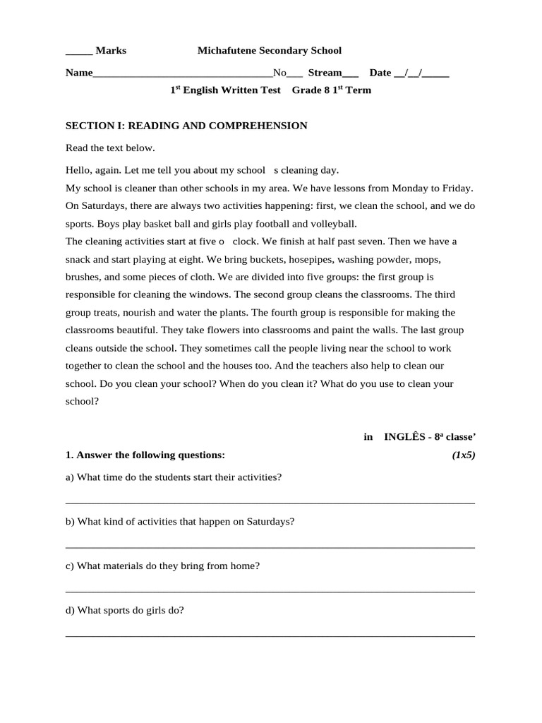 1st English Test-2024'Updated | PDF | Languages | Foreign Language Studies