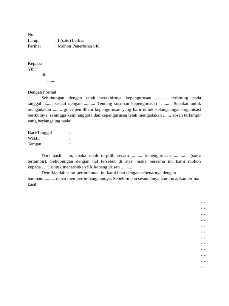 Surat Penerbitan SK | PDF