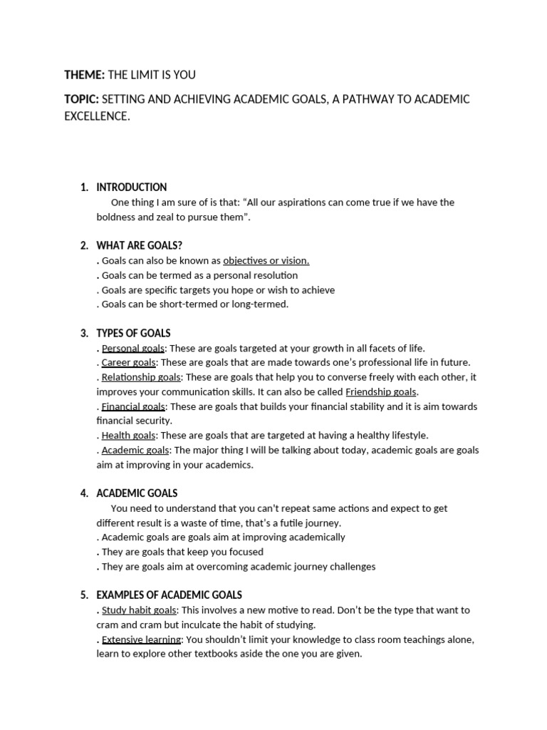 ACADEMIC EXCELLENCE | PDF | Goal | Psychological Concepts