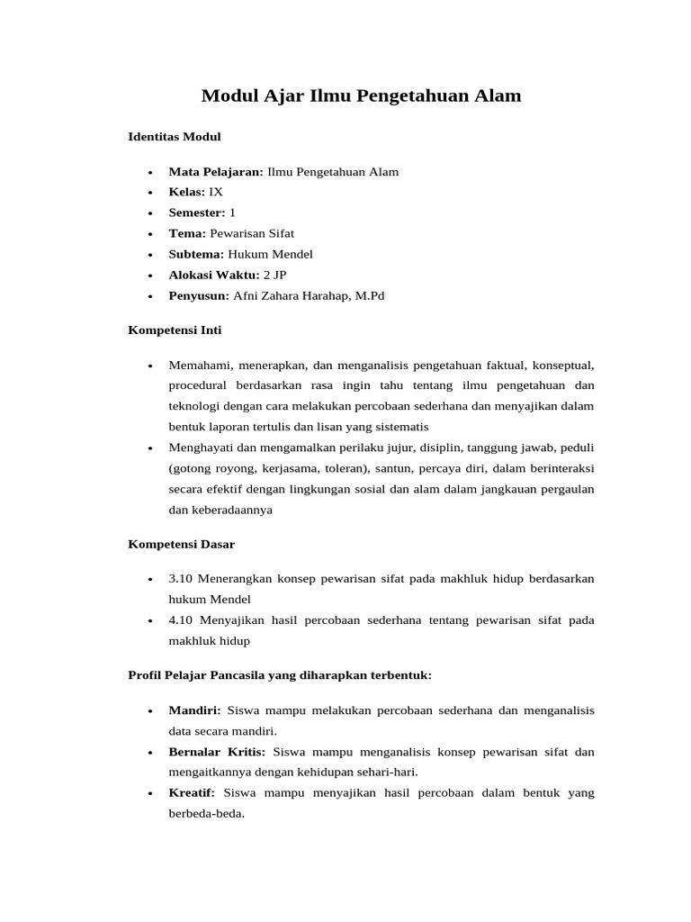 Modul Ajar Pewarisan Sifat | PDF