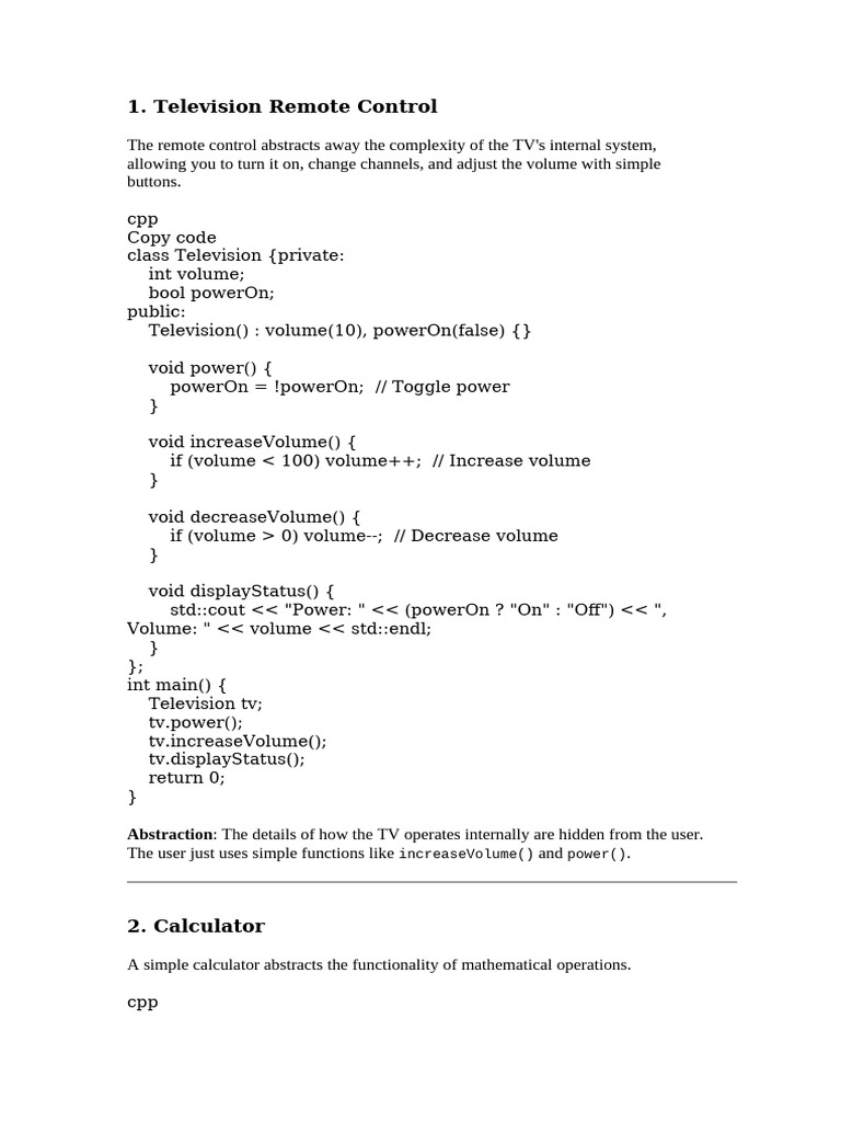 Simple Examples of Abstraction | PDF | Computer Programming | Object ...