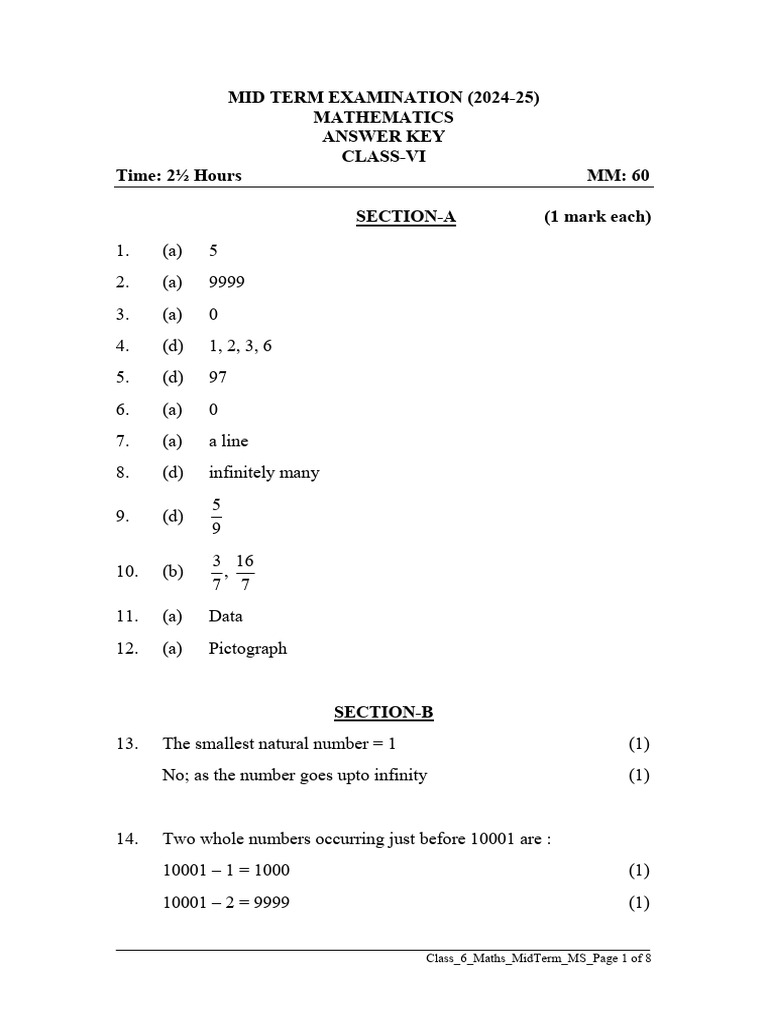 DEL - PMKS - Class 6 - MATHEMATICS - 2425 | PDF | Division (Mathematics) | Abstract Algebra