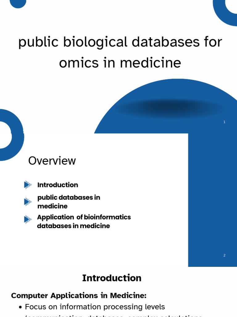 Public Biological Databases For Omics in Medicine | PDF | Metabolomics | Proteomics