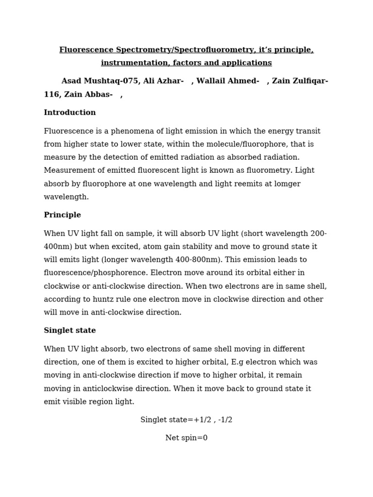 Fluorescence Spectrometry | PDF | Fluorescence Spectroscopy | Fluorescence