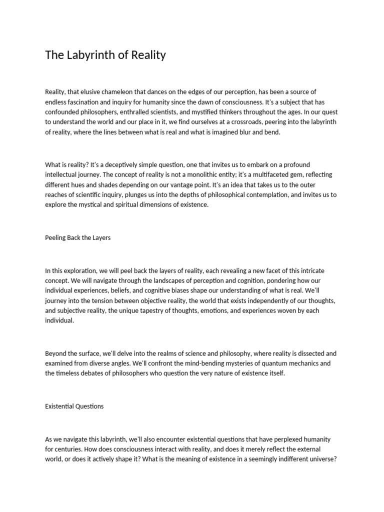 The Labyrinth of Reality | PDF | Reality | Existentialism