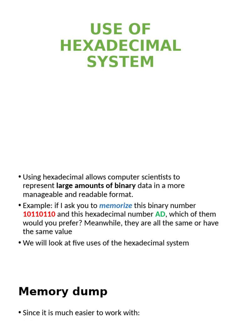 USE OF HEXADECIMAL SYSTEM | PDF | Html | Markup Language