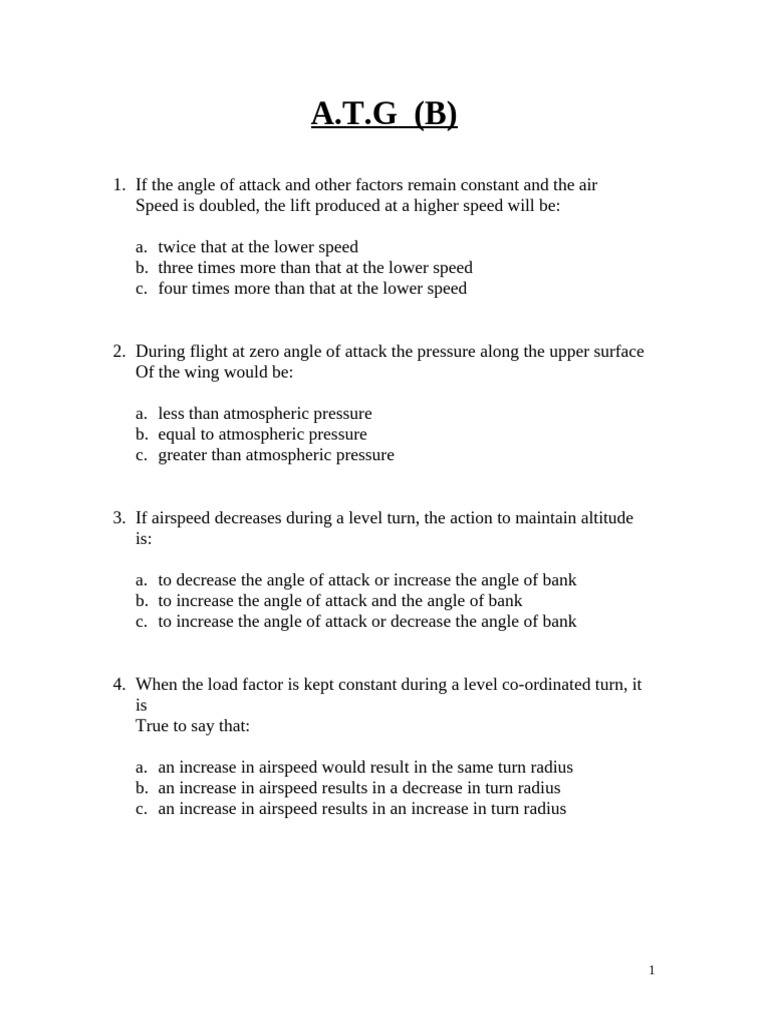 Aviation Knowledge Quiz | PDF | Drag (Physics) | Lift (Force)