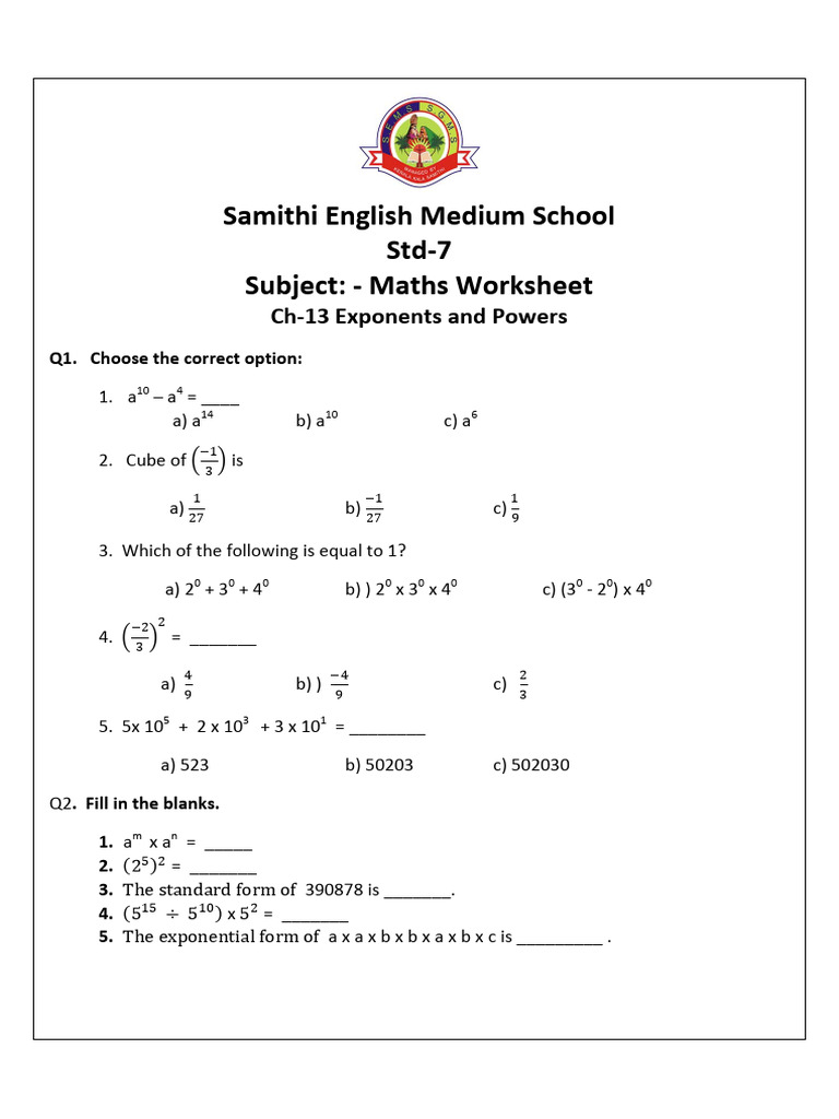 Std-7 Notes & Worksheet 31-Jan | PDF