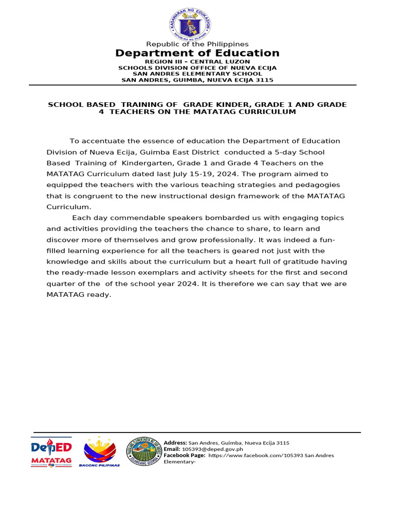 MATATAG Curriculum Teacher Training | PDF | Teachers | Behavior Modification